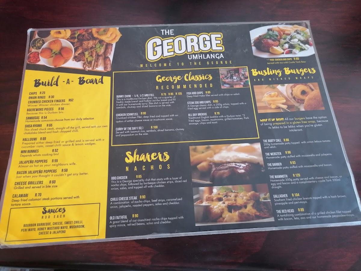 Menu at The George pub & bar, Durban