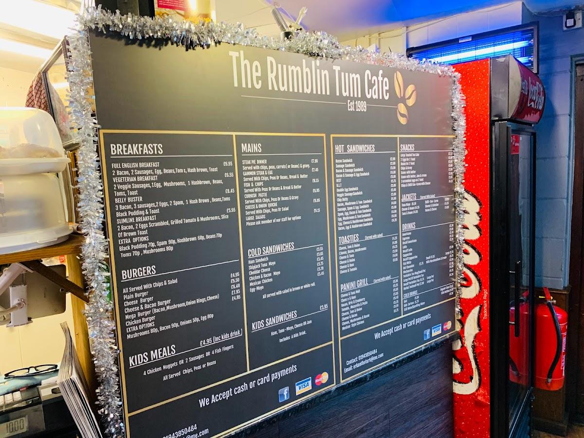 Menu at The Rumbling Tum Cafe, Otley