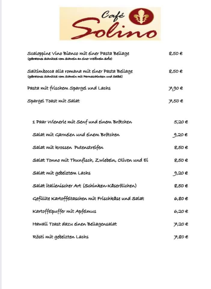 Speisekarte von Café Solino cafe, Frankenthal (Pfalz)