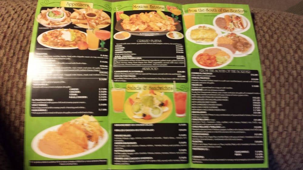 Menu at El Pacifico restaurant, Grand Lake