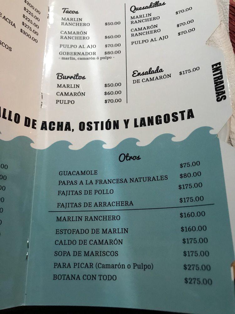 Carta del restaurante Mario´s Mariscos Frescos, San Miguel del Allende