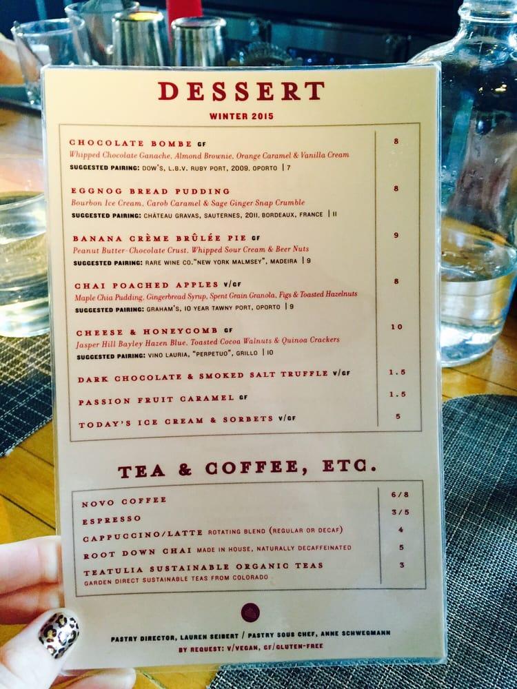 Menu at Root Down restaurant, Denver, W 33rd Ave