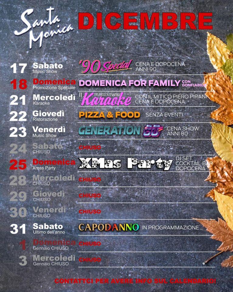 Carta del restaurante Santa Monica, Ancona