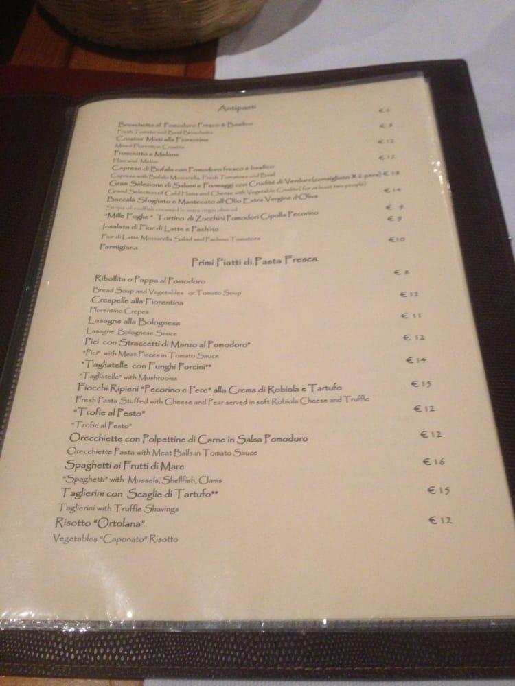 Menu da Trattoria Ponte Vecchio pub & bar, Firenze