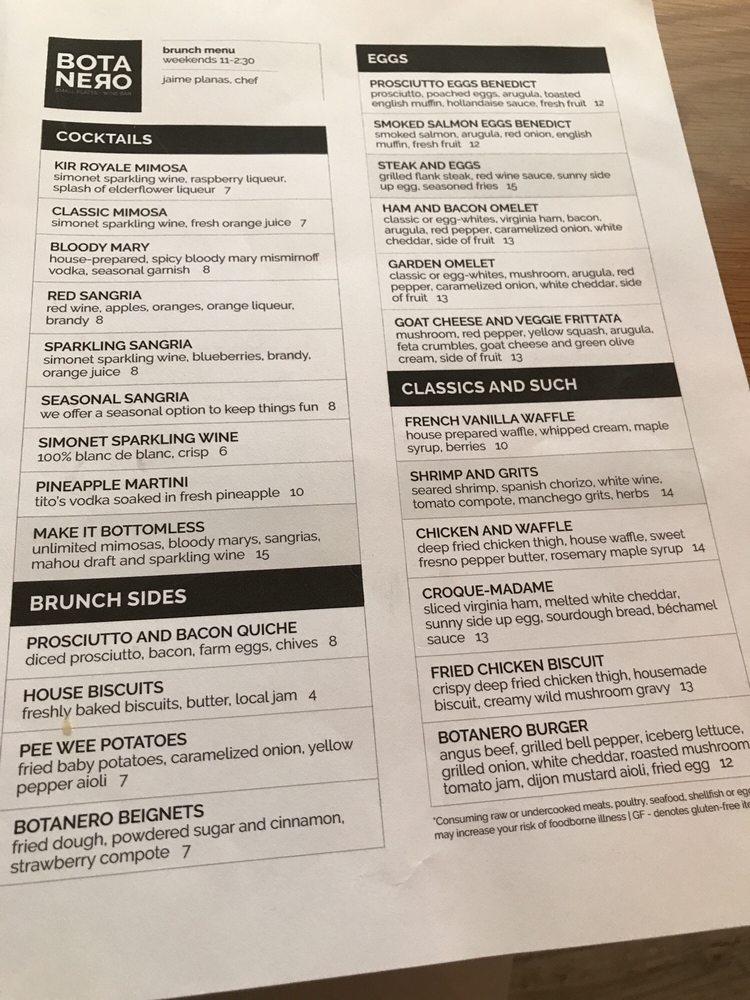 Carta de Botanero Restaurant, Rockville