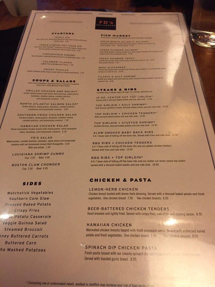 Menu at FD's Grillhouse pub & bar, Springfield