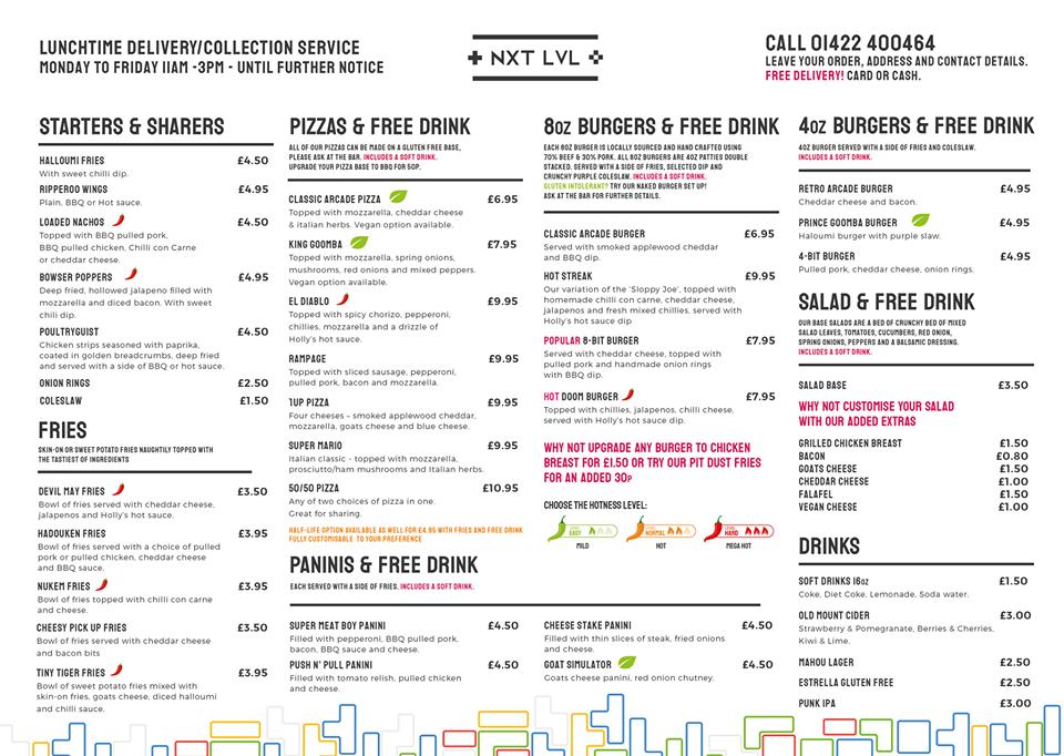 Menu at Next Level pub & bar, Halifax