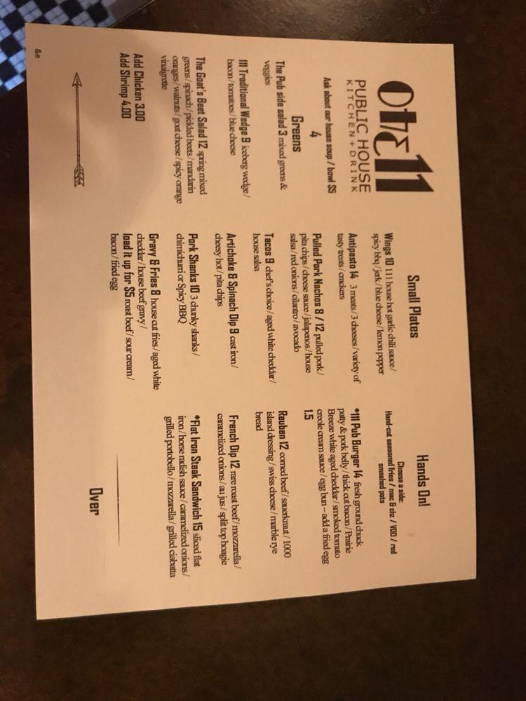 Menu at One Eleven Public House, Knoxville, 111 E Main St