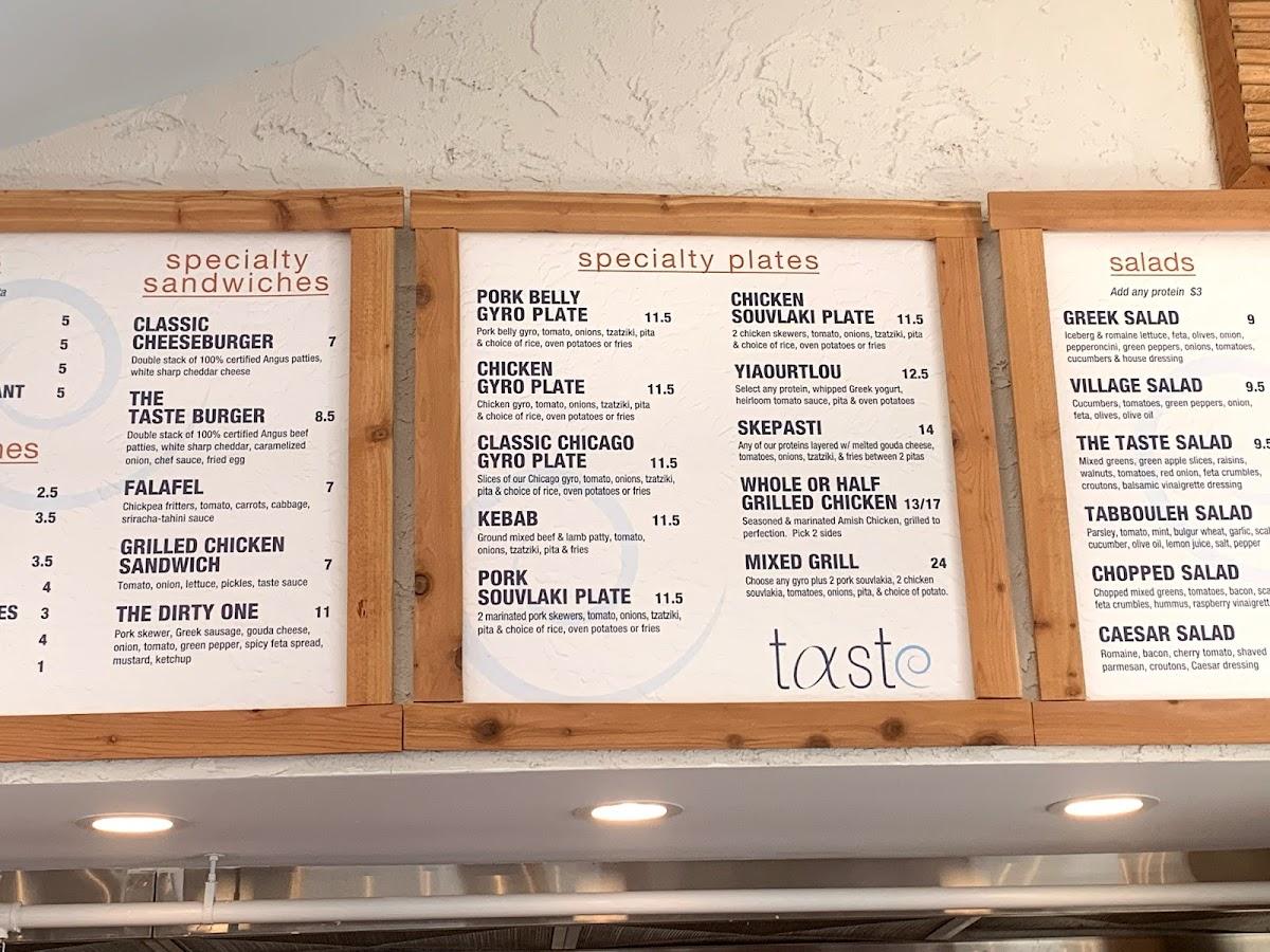 Menu at Taste Greek Street Food restaurant, Westmont