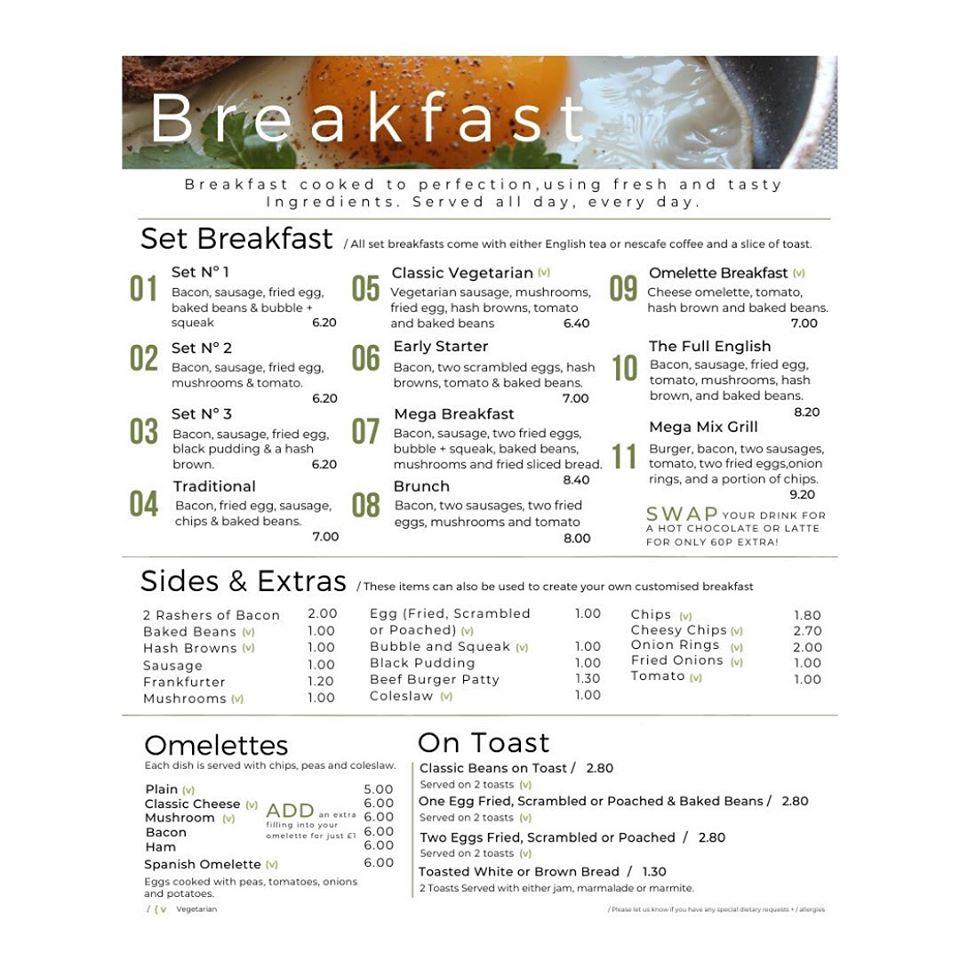 Menu at Three Flames cafe, Feltham