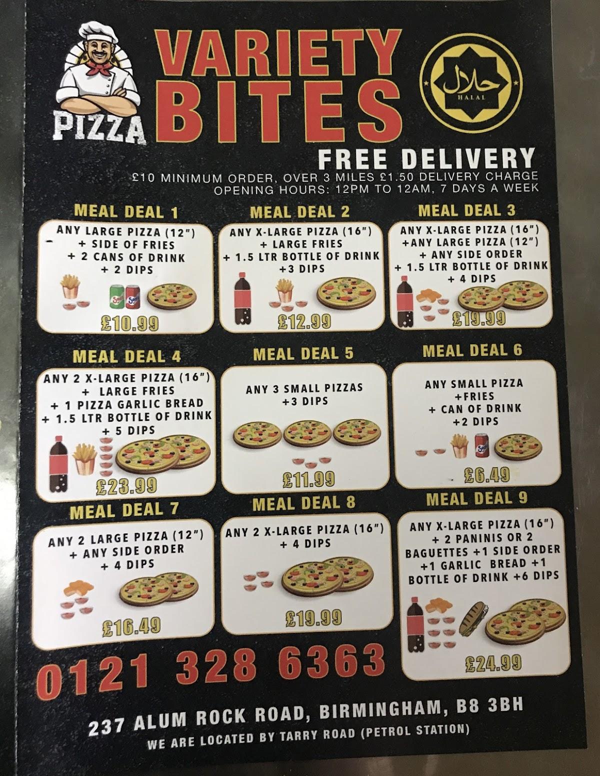 Menu at Variety Bites restaurant, Birmingham, 237 Alum Rock Rd