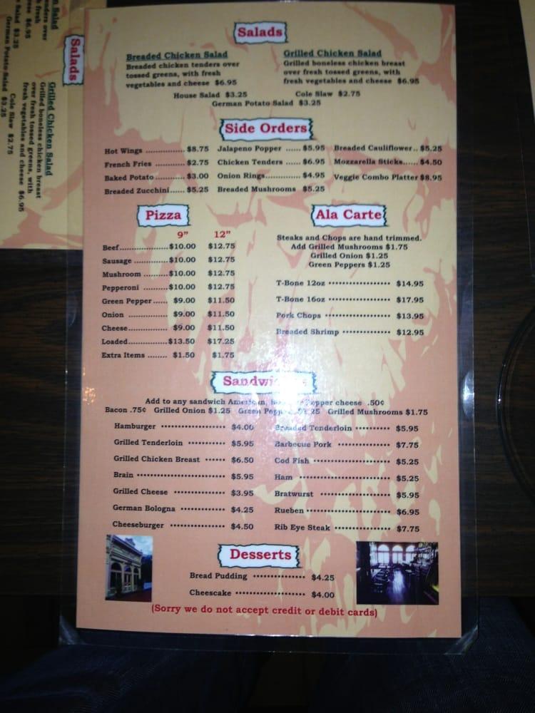Menu at Yellow Tavern pub & bar, New Harmony