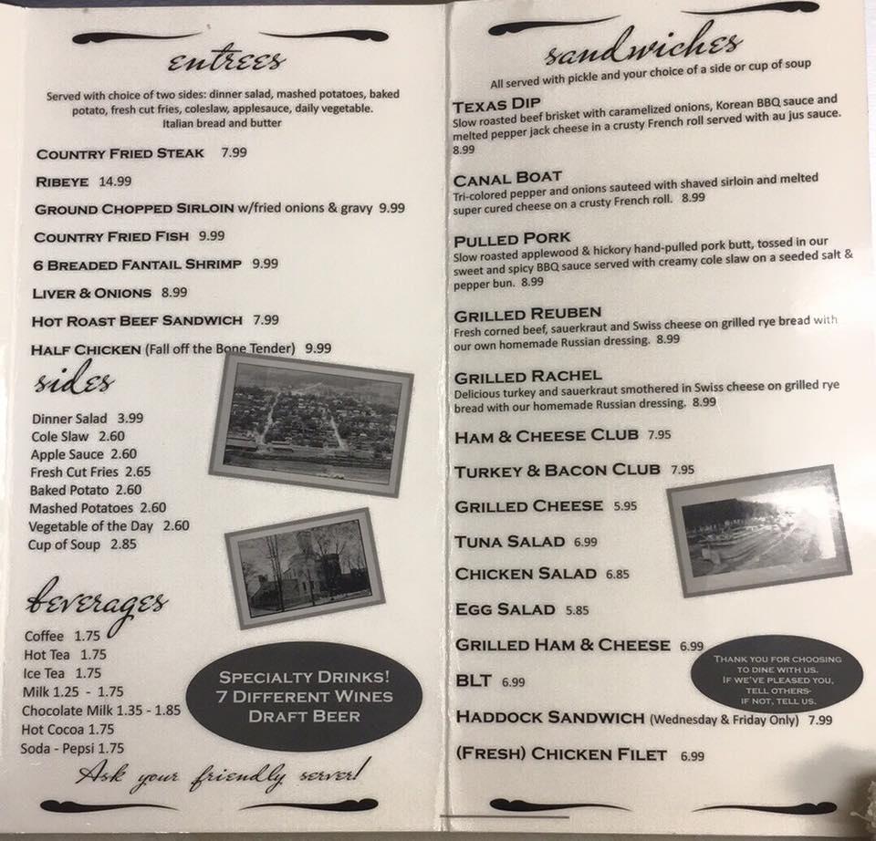 Menu at Old Canal Inn pub & bar, Hollidaysburg