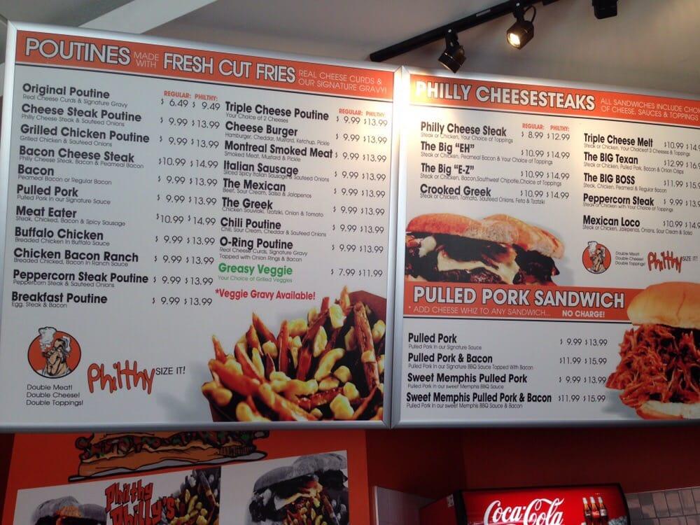 Menu au Philthy Philly's Whitby restaurant, Whitby