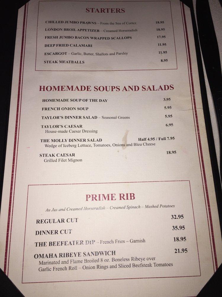Menu at Taylor's Steak House steakhouse, Los Angeles