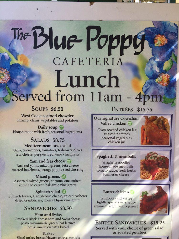 Menu at Butchart Gardens Coffee Shop restaurant, Brentwood Bay