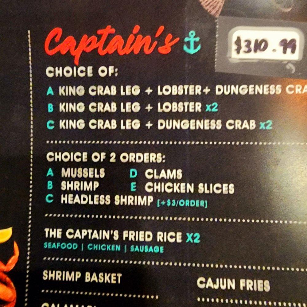 Menu at The Captain's Boil restaurant, Richmond
