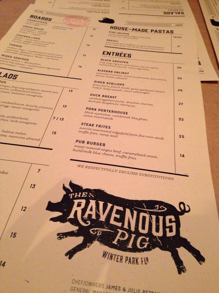Menu at The Ravenous Pig BBQ, Winter Park, 565 W Fairbanks Ave