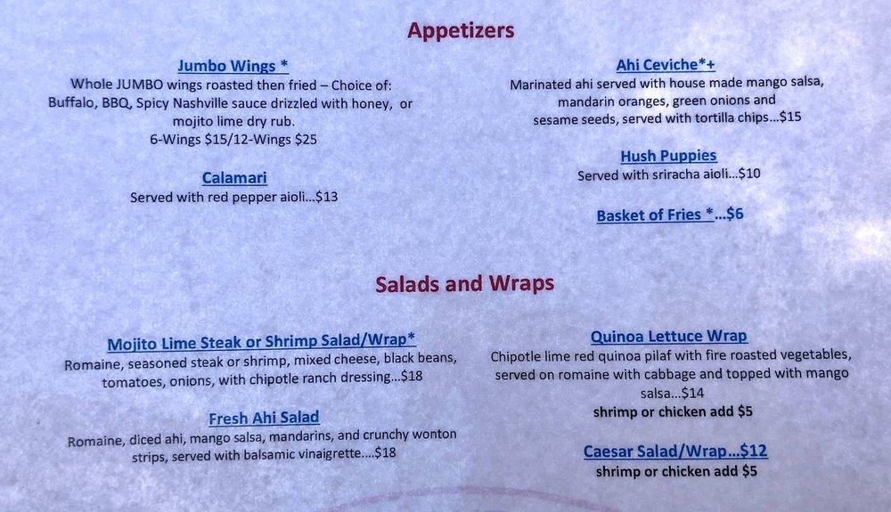Menu at Alamar Marina, Restaurant & Bar, Sacramento