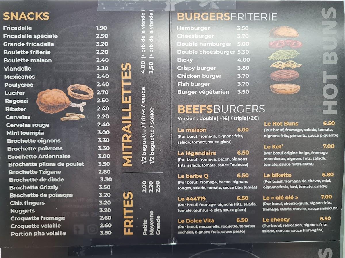 Menu au Hot Buns, Gembloux, Chau. de Tirlemont 161
