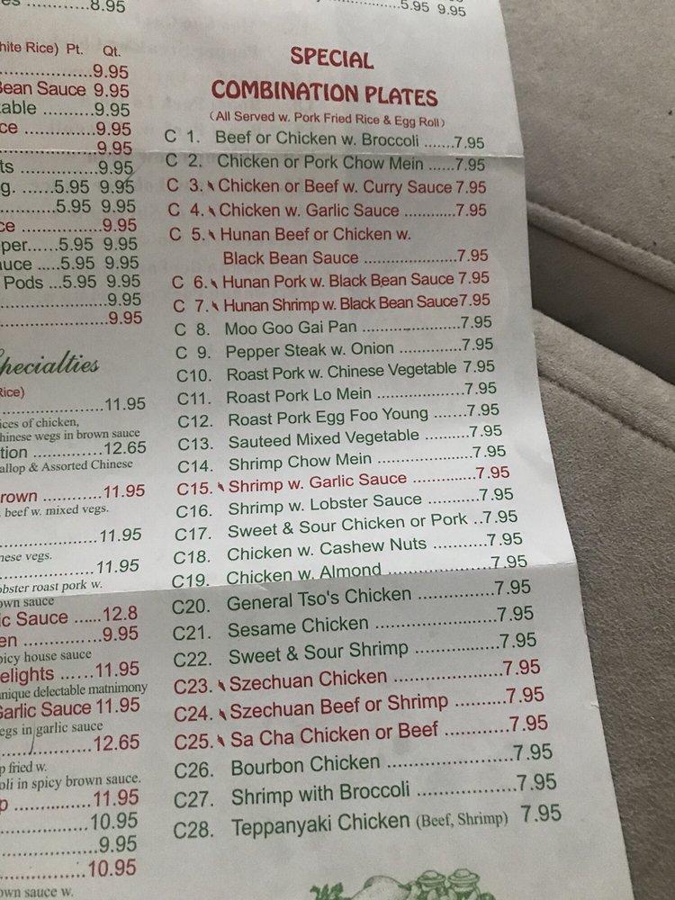 Menu at China King restaurant, Union