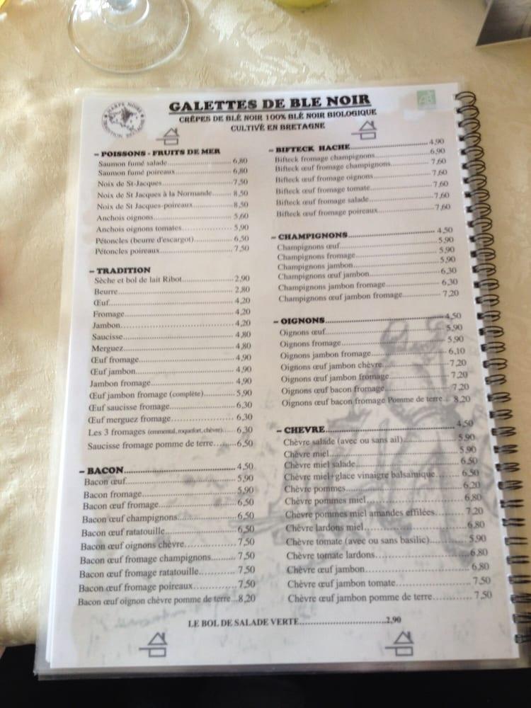 Menu at Crêperie de Keroyal restaurant, Plougoumelen