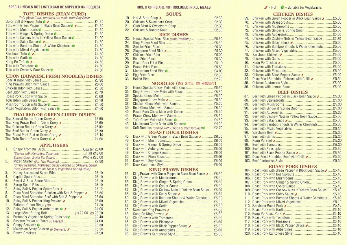 Menu at Fortune House Chinese Takeaway restaurant, Sutton-in-Ashfield ...