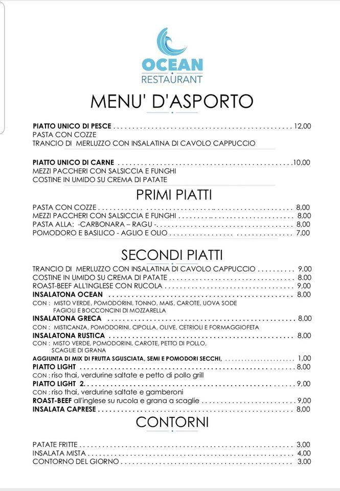 Speisekarte von Ocean Restaurant, Monfalcone