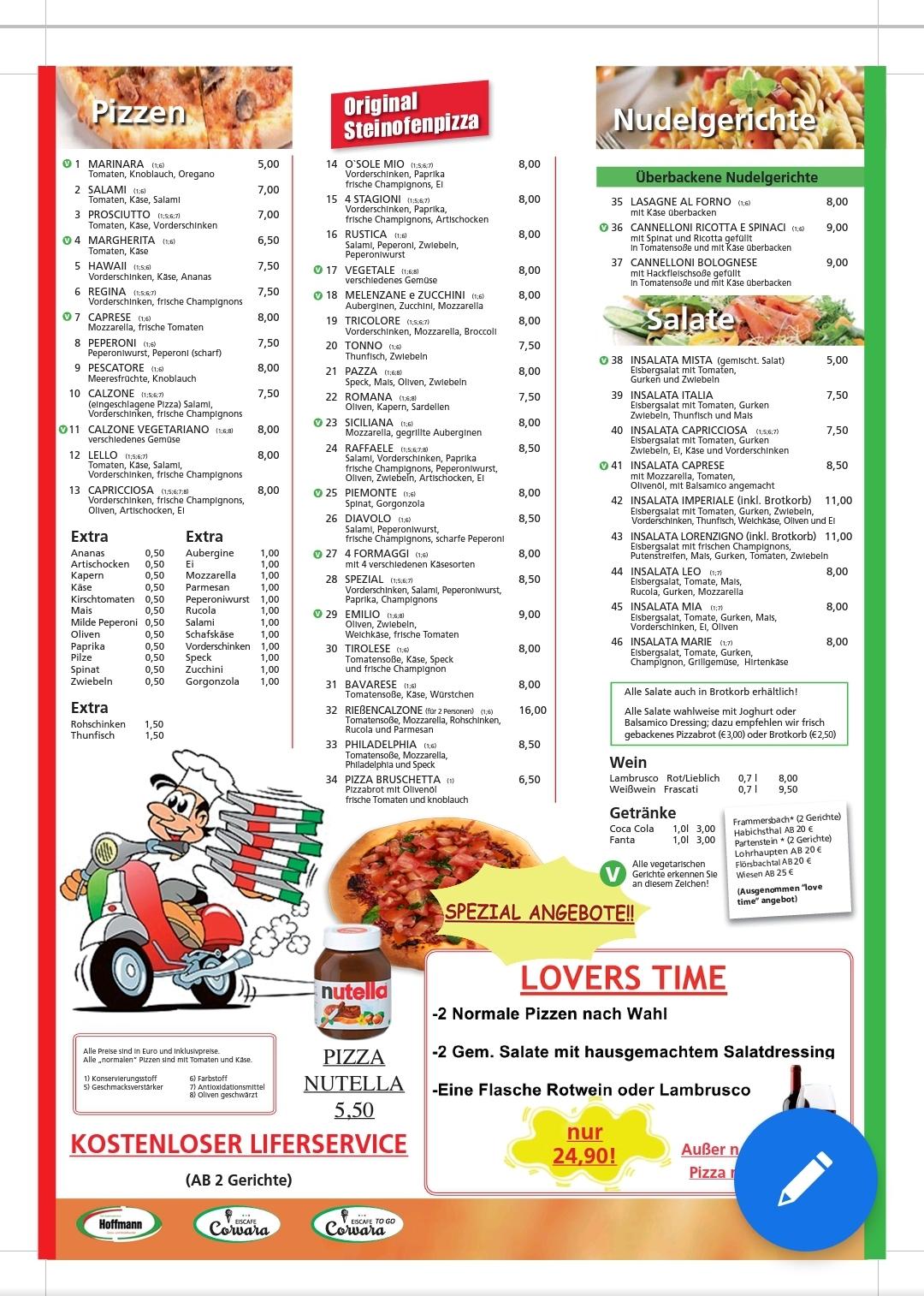 Speisekarte von Pizza Express by Calor, Frammersbach