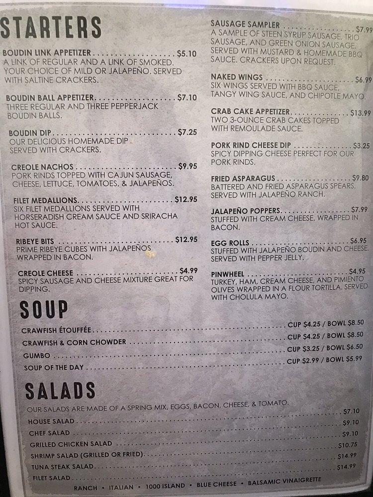Menu at Prime Butcher & Brasserie steakhouse, Lake Charles