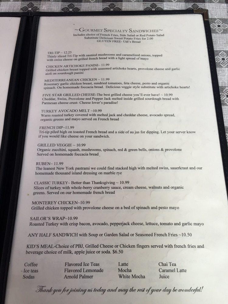 Menu at Toni's Courtyard Café cafe, Merced