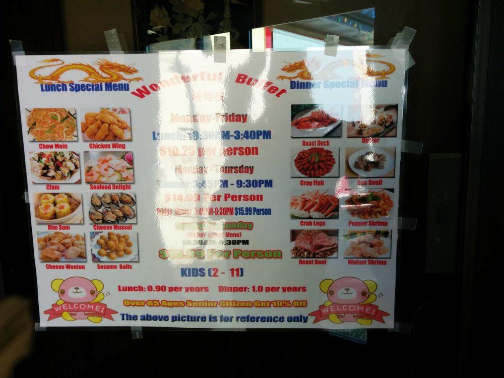 Menu at Wonderful Buffet restaurant, Bellingham