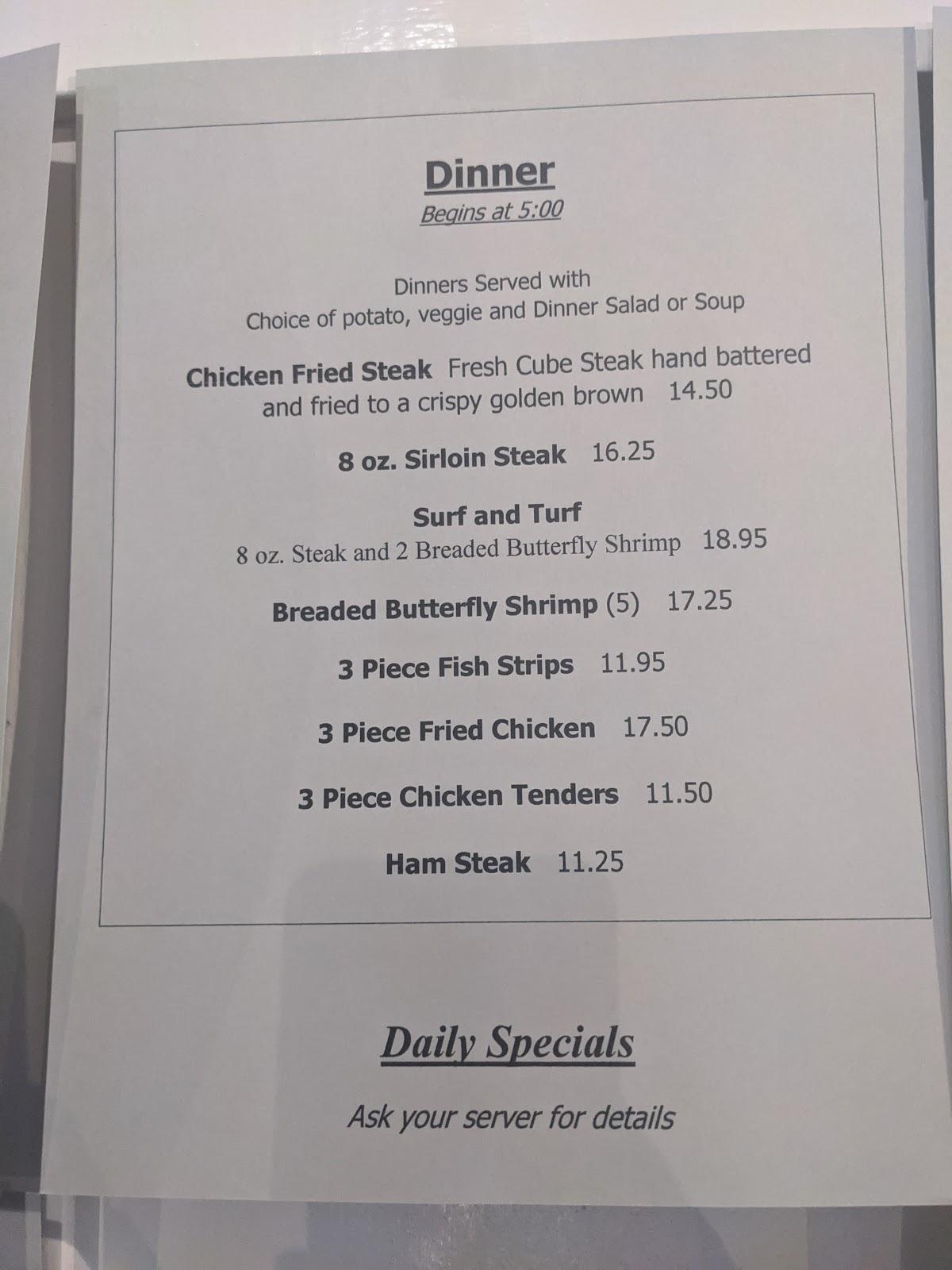 Menu at Cook Shack on 7th restaurant, Weiser