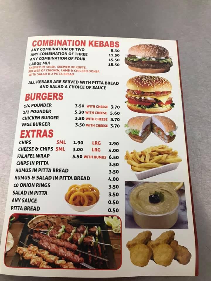 Menu at London Kebab fast food, London, 111 Blackheath Rd