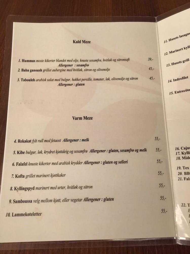 Menu at Meze Grill, Oslo