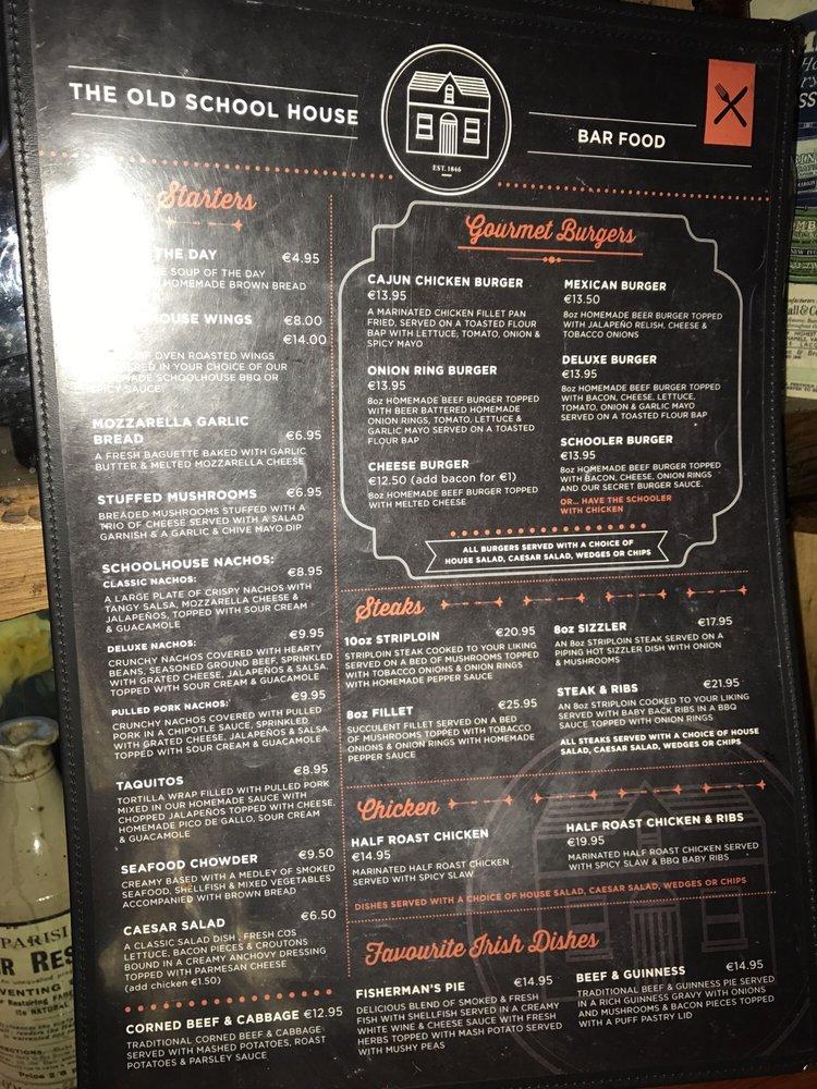 Menu at The Old Schoolhouse pub & bar, Swords