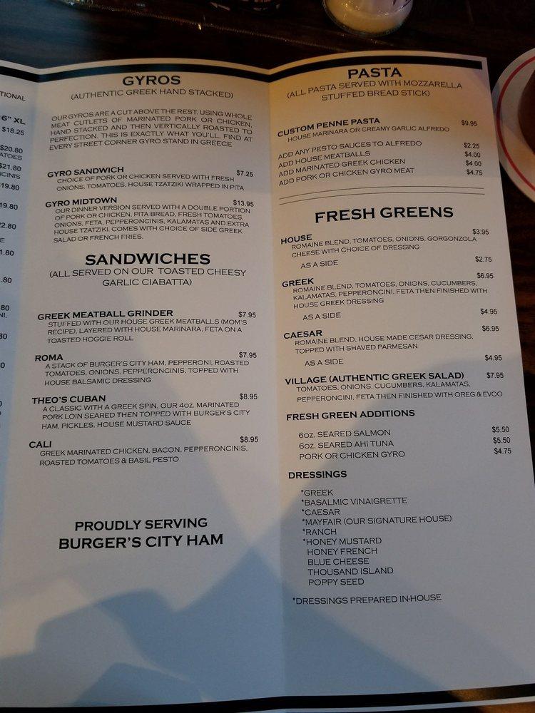 Menu at Theo's Midtown pizzeria, Jefferson City