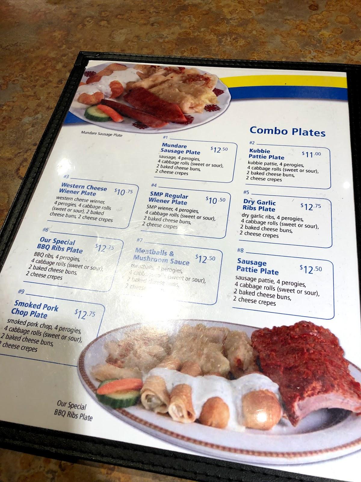 Menu at Uncle Ed's Restaurant, Edmonton