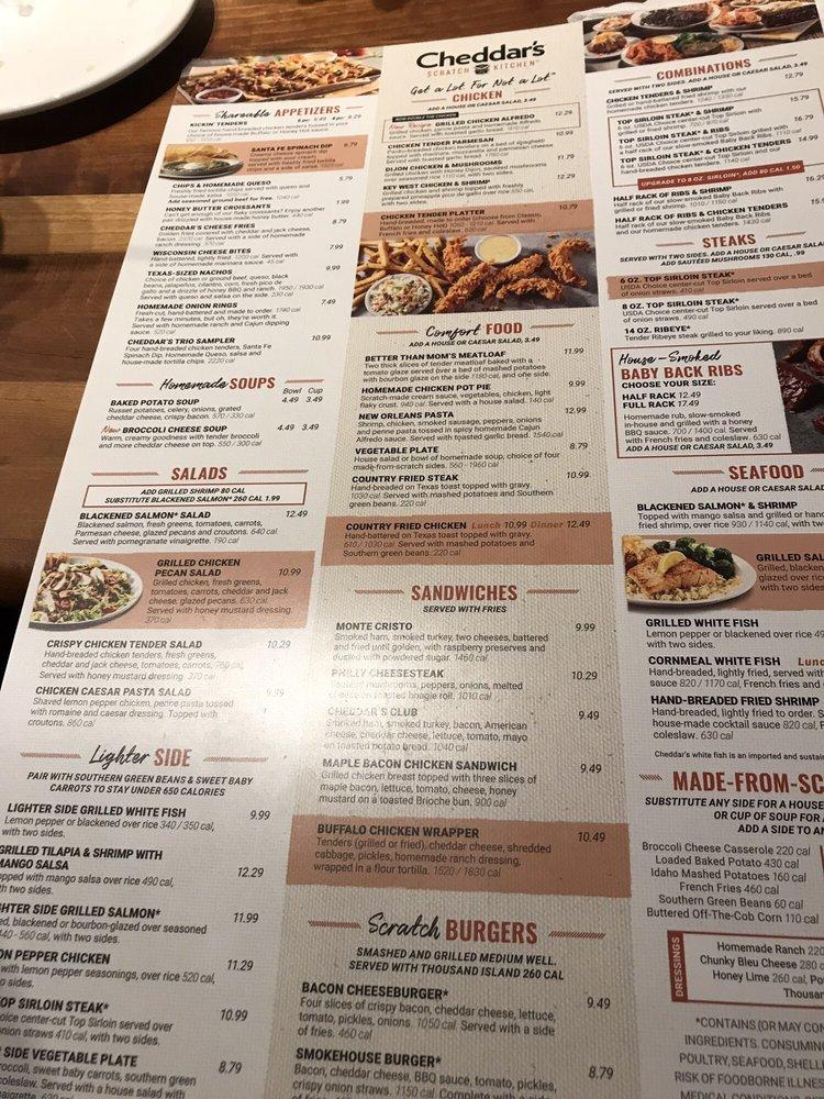 Menu at Cheddar's Scratch Kitchen restaurant, Brunswick