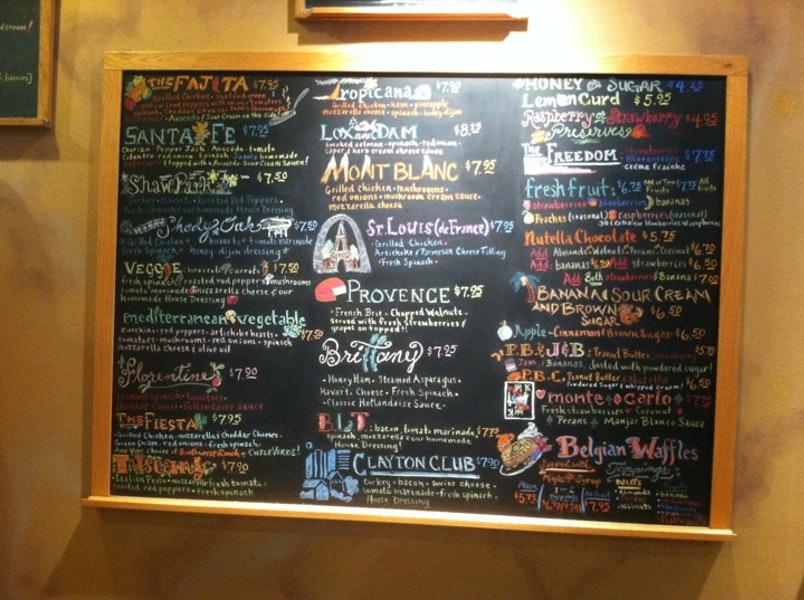 Menu at City Coffee & Creperie cafe, Clayton