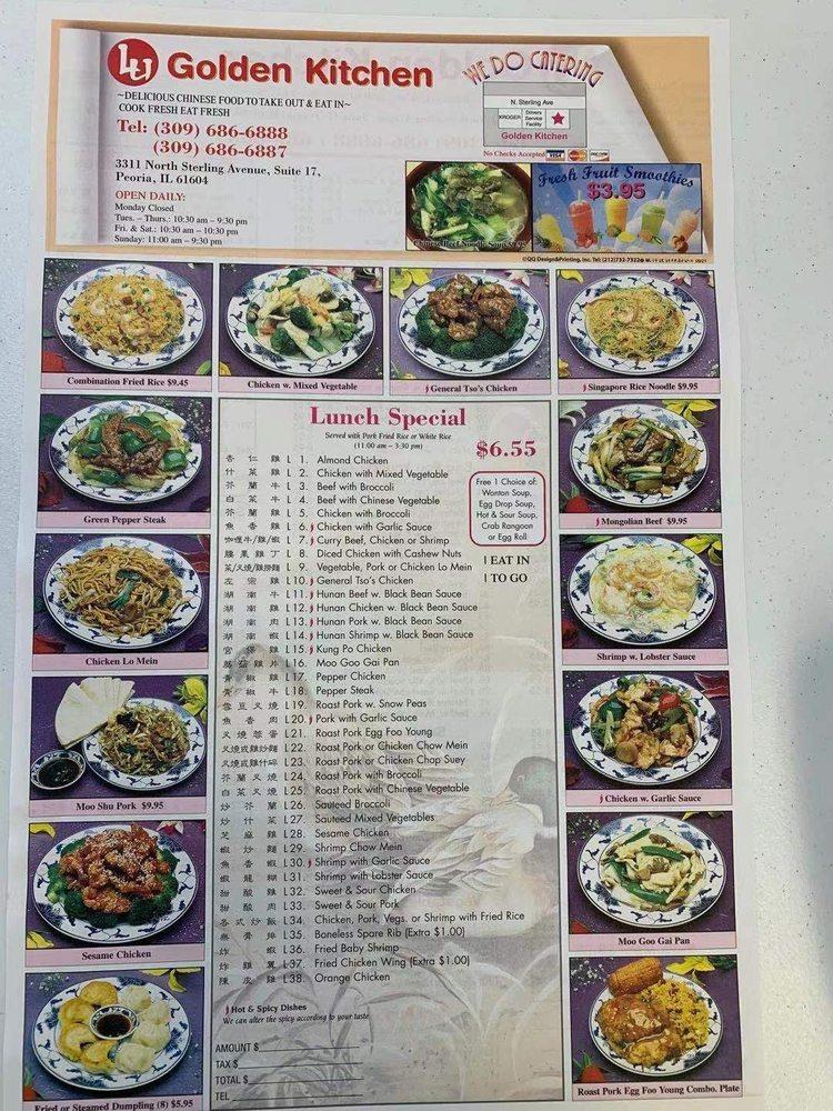 Menu at Golden Kitchen Restaurant, Peoria, N Sterling Ave