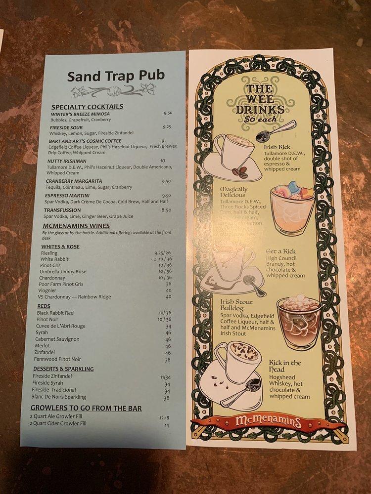Menu at McMenamins Gearhart Hotel pub & bar, Gearhart