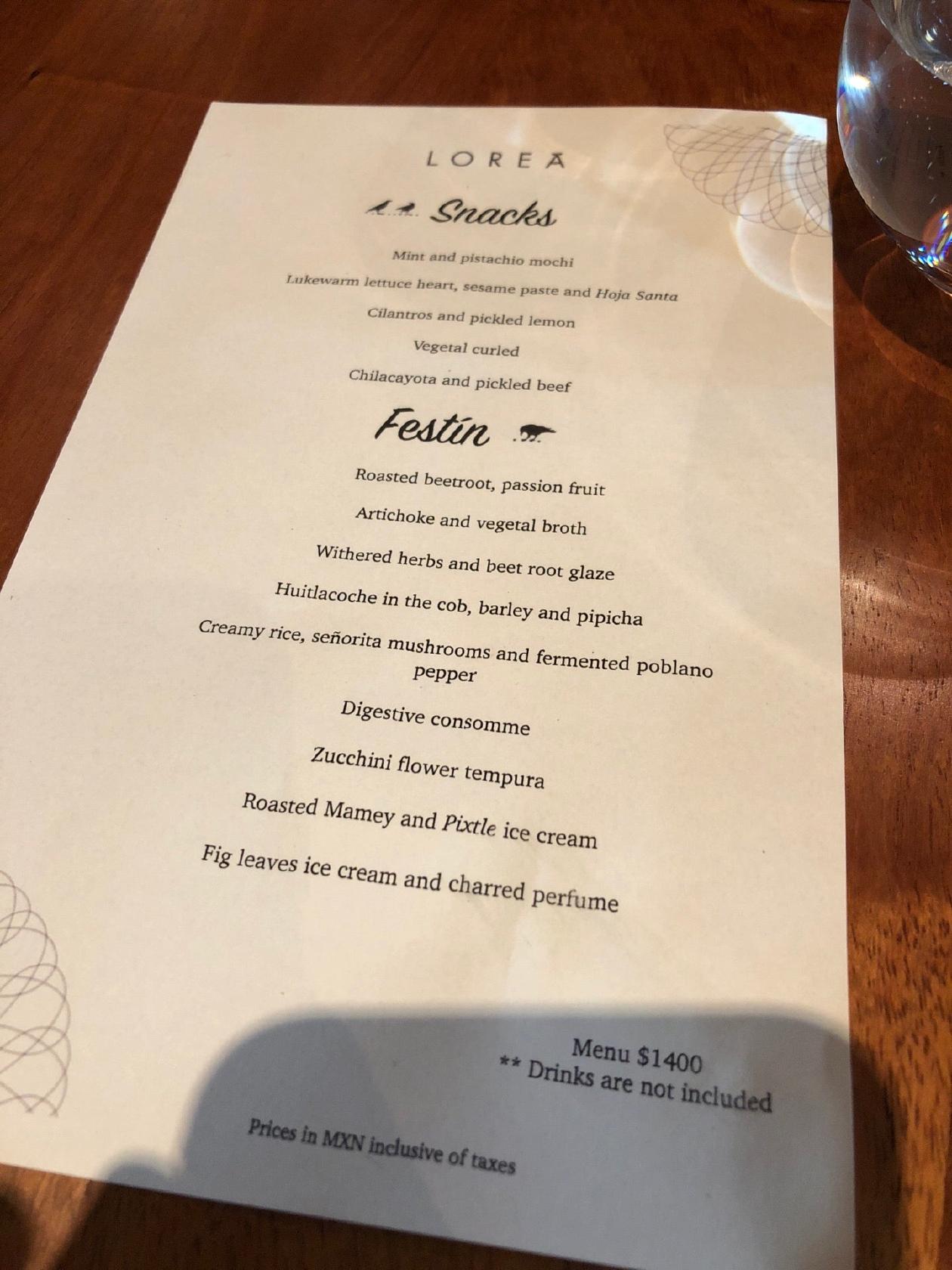 Menu at RESTAURANTE LOREA, Ciudad López Mateos