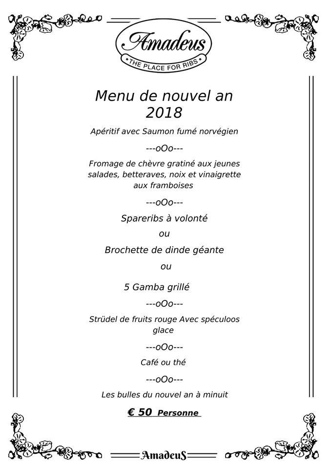 Menu at Amadeo, Brussels, Rue Sainte-Catherine 26