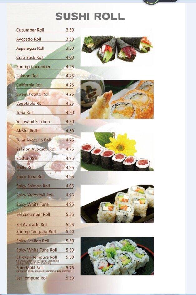 Menu at Omizu Japanese Restaurant, Parma