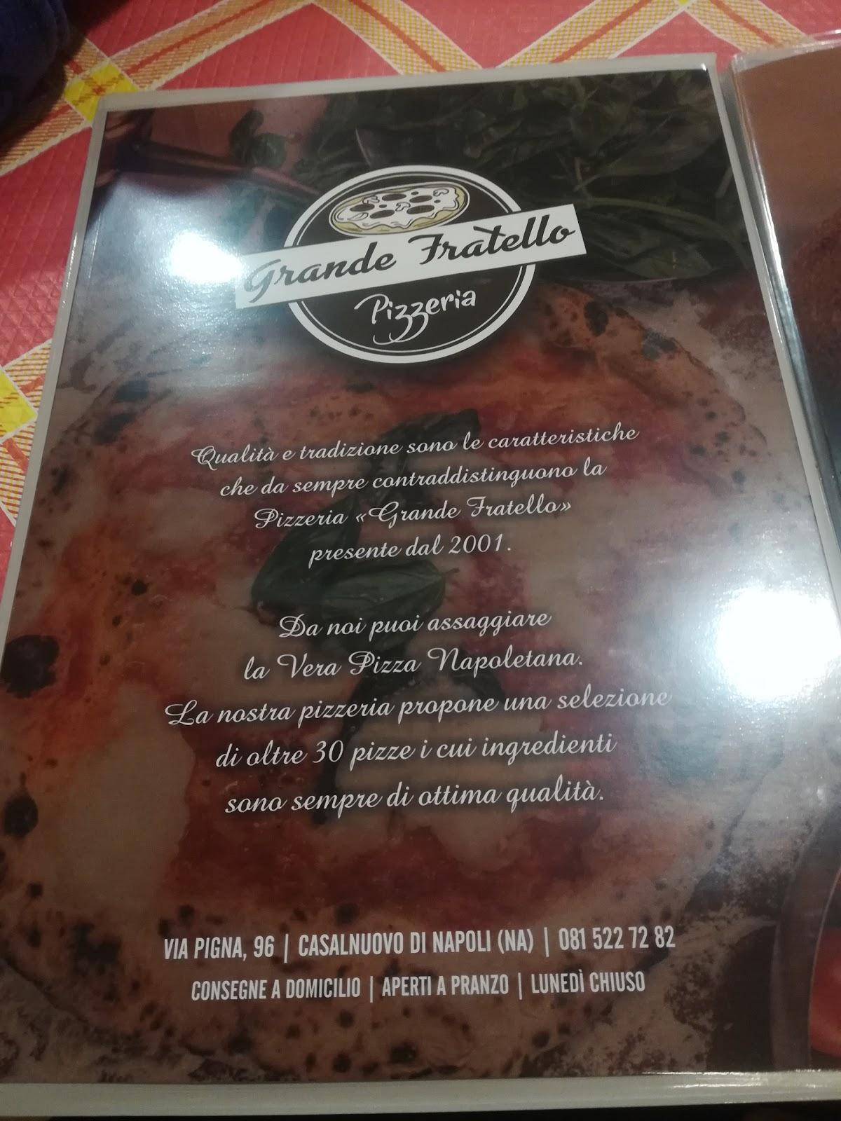 Menu da Pizzeria New Grande Fratello, Casalnuovo di Napoli