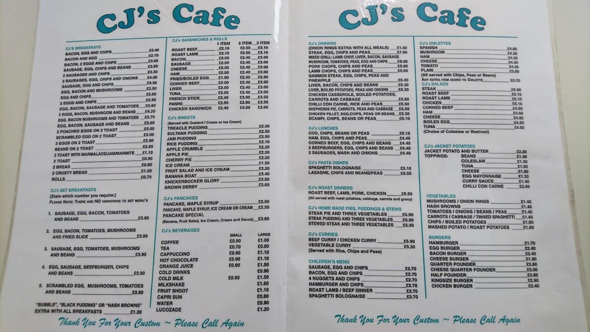 Menu at BABA G'S CAFE, Dagenham, 2 Rowallen Pde/Green La