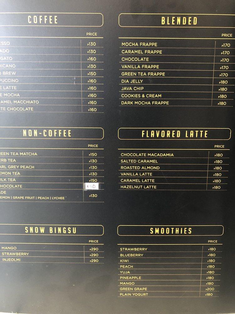 Menu at Cafe Dia, Angeles, Friendship Highway