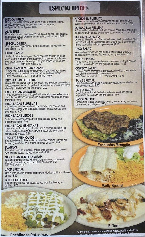 Menu at El Pueblito restaurant, Bella Vista, Forest Hills Blvd