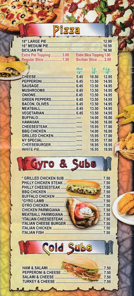 Menu at New York Fried Chicken pizzeria, Freehold